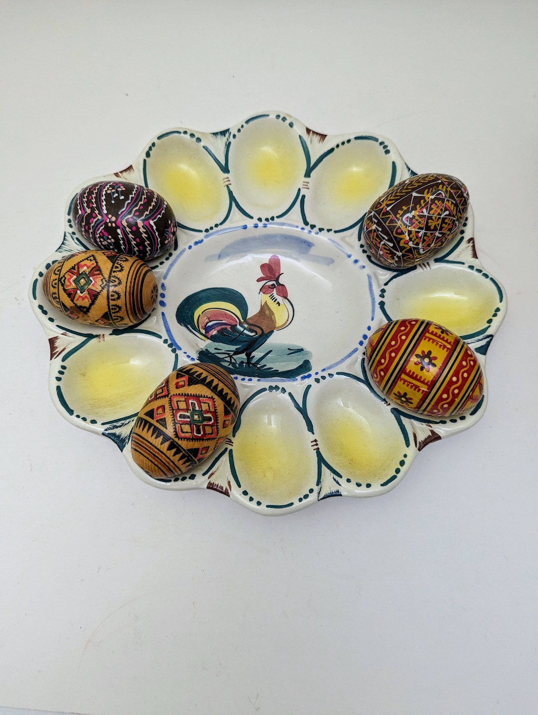 Vintage Chicken Egg Holder Plate Deviled Eggs Made in Italy - Etsy