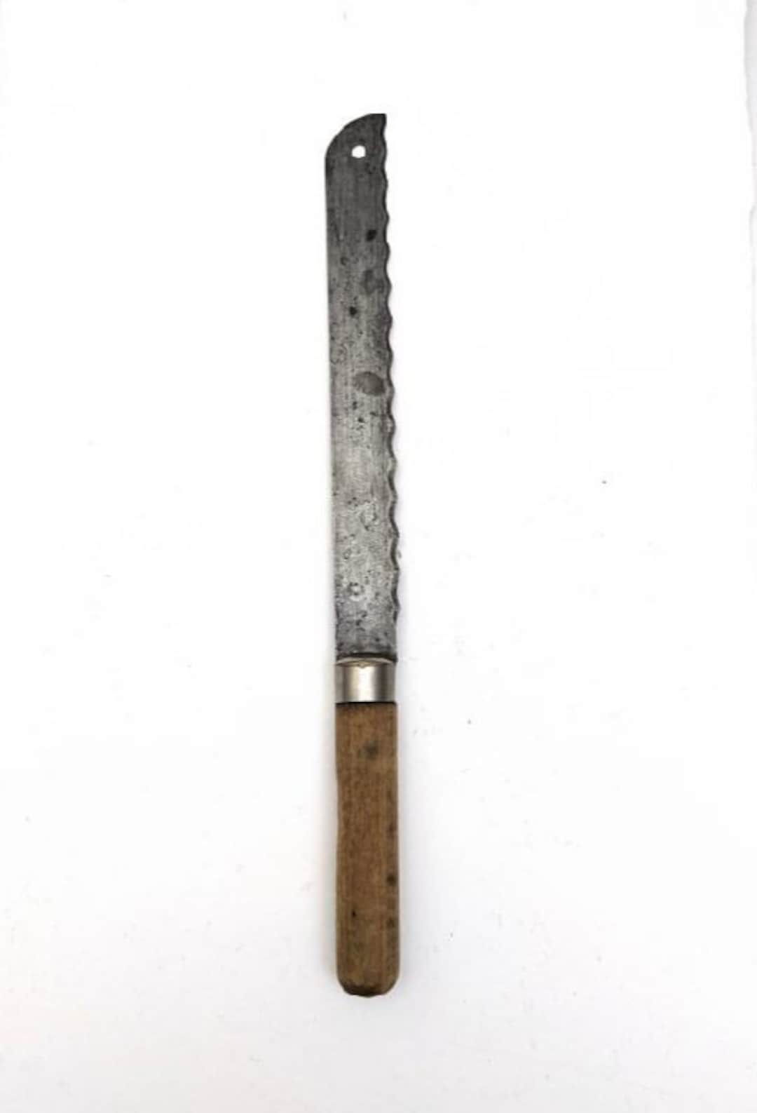 Knife- Vintage Large Primitive Knife- Wooden Handle Priest - Etsy