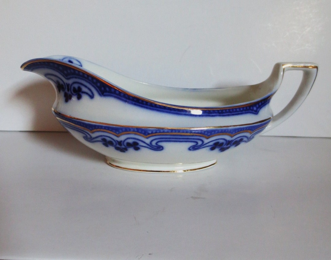 Gravy Antique Flow Blue Gravy Sauce Boat Grindley Olympic Idris Pattern ...
