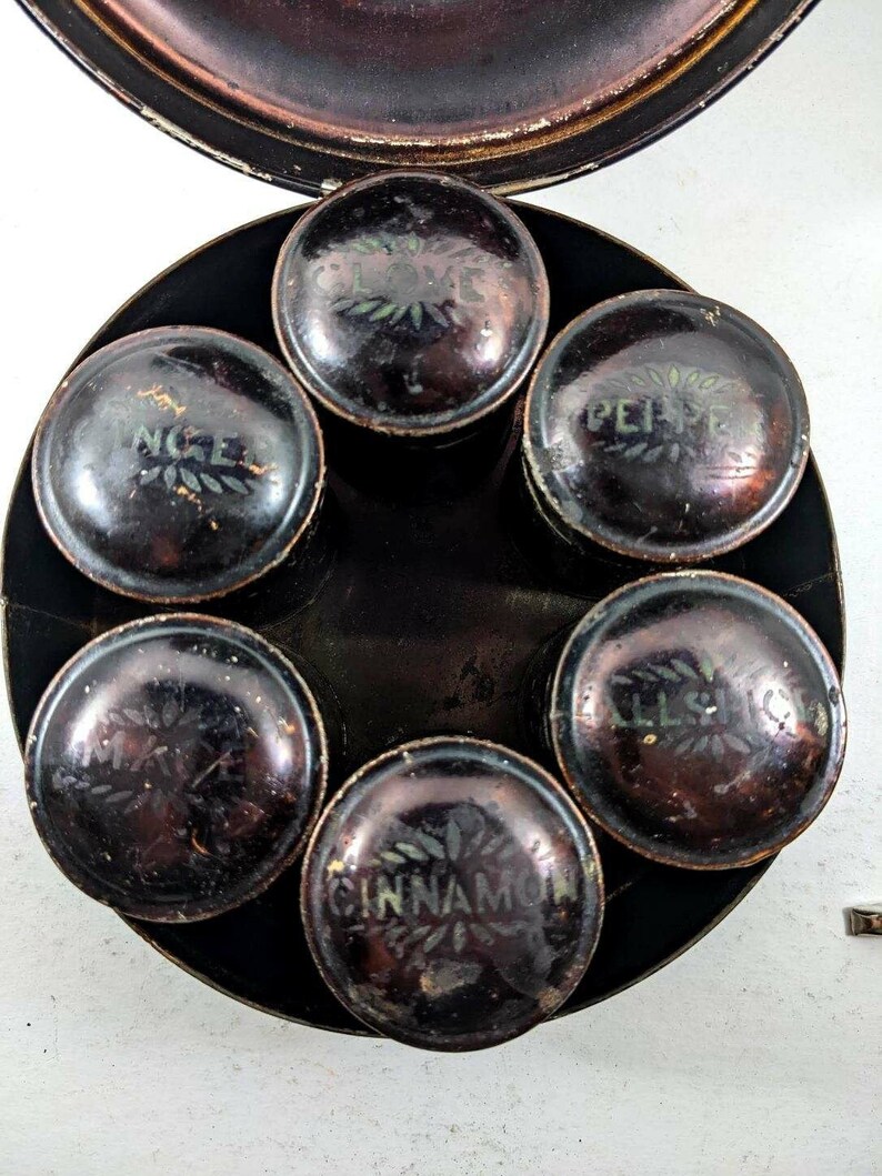 Antique Victorian Tin Spice Box-vintage Victorian Industrial Toleware ...