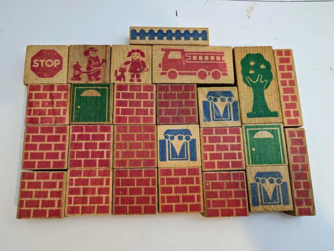 Blocks Wooden Vintage Building Blocks- Wonderful Group - Etsy