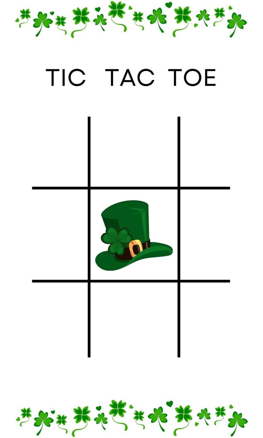 St. Patrick's Day Tic Tac Toe Game for Kids. Great for Students. Just ...