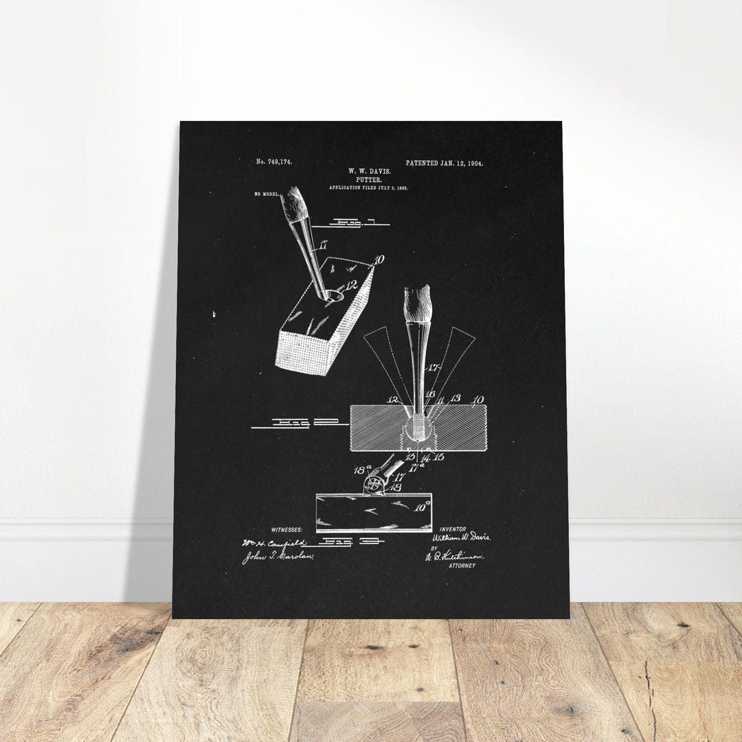 Golf Putter Matte Poster (patent by William W. Davis) 1903 - Etsy