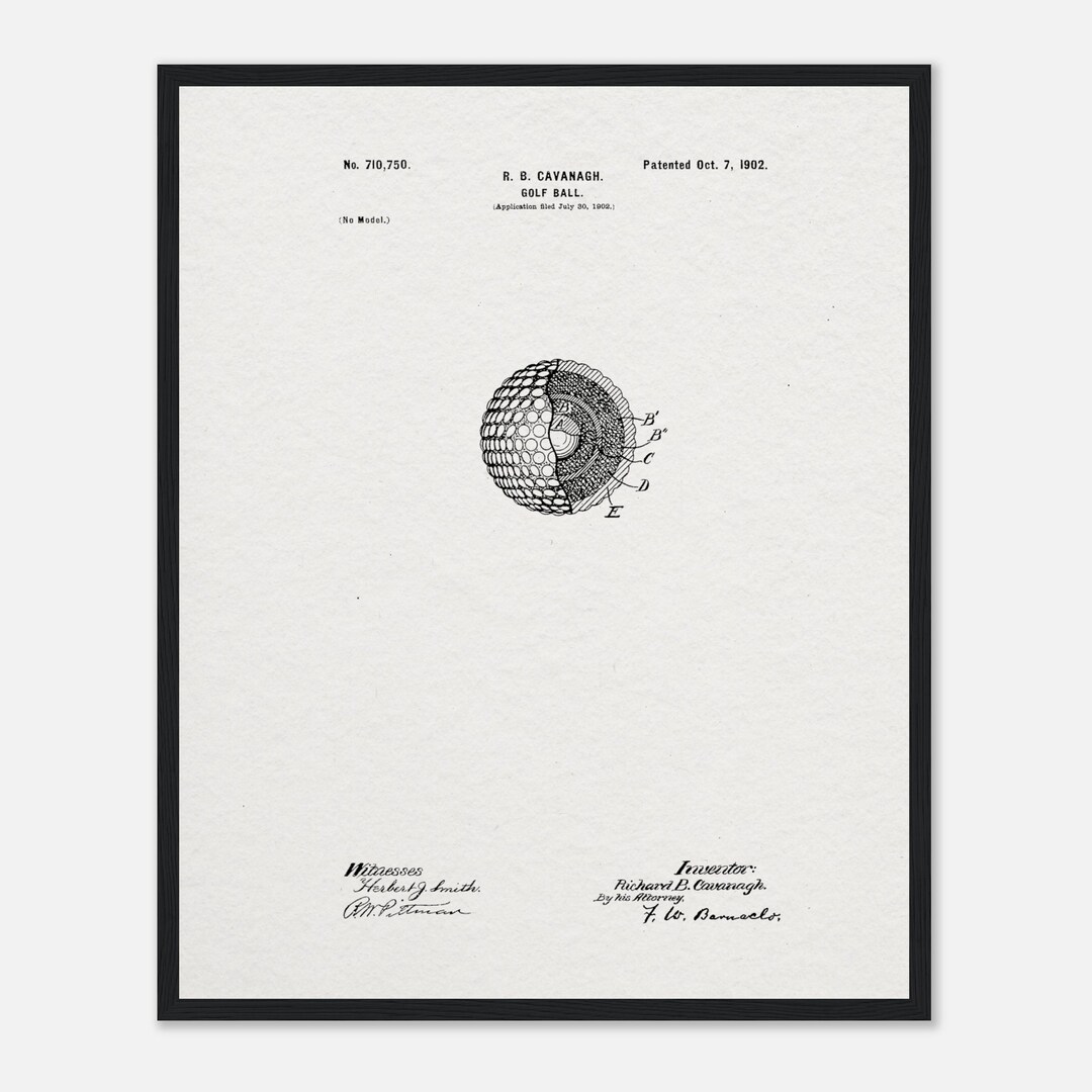 Golf Ball by Richard B. Cavanagh From 1902 | Vintage Golf Patent Prints ...