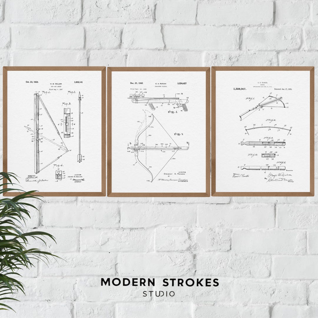 Hunting Arrow and Crossbow Patents | 3 Digital Prints | Vintage Archery ...