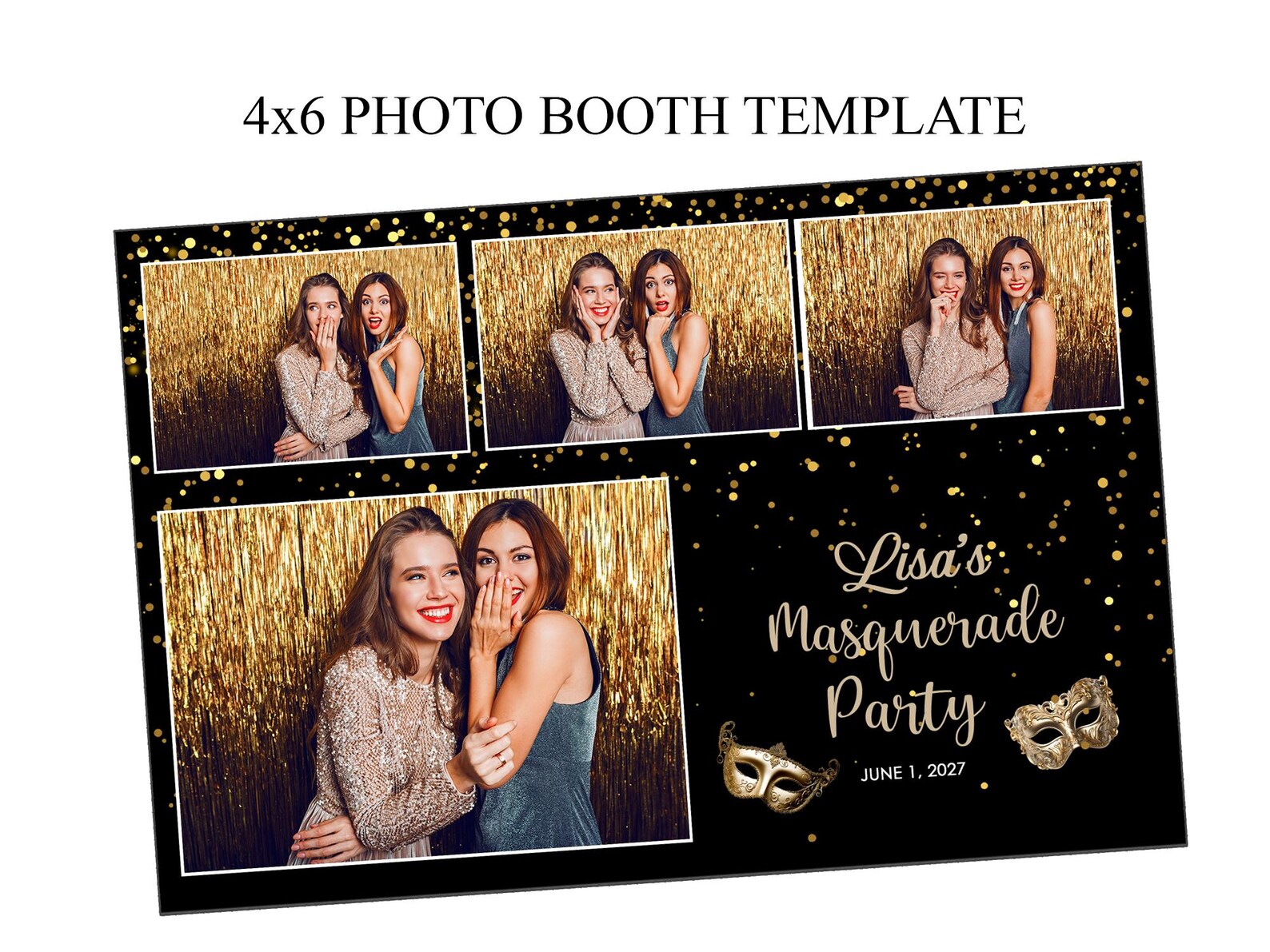 Editable Masquerade Photo Booth Template 4x6 (PSD File) - Etsy