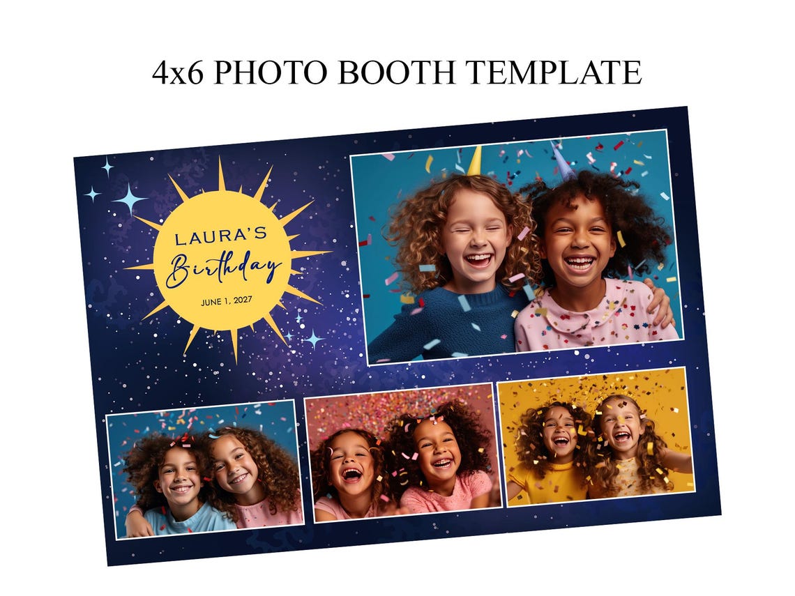 Editable Birthday Photo Booth Template 4x6 (digital Download) - Etsy