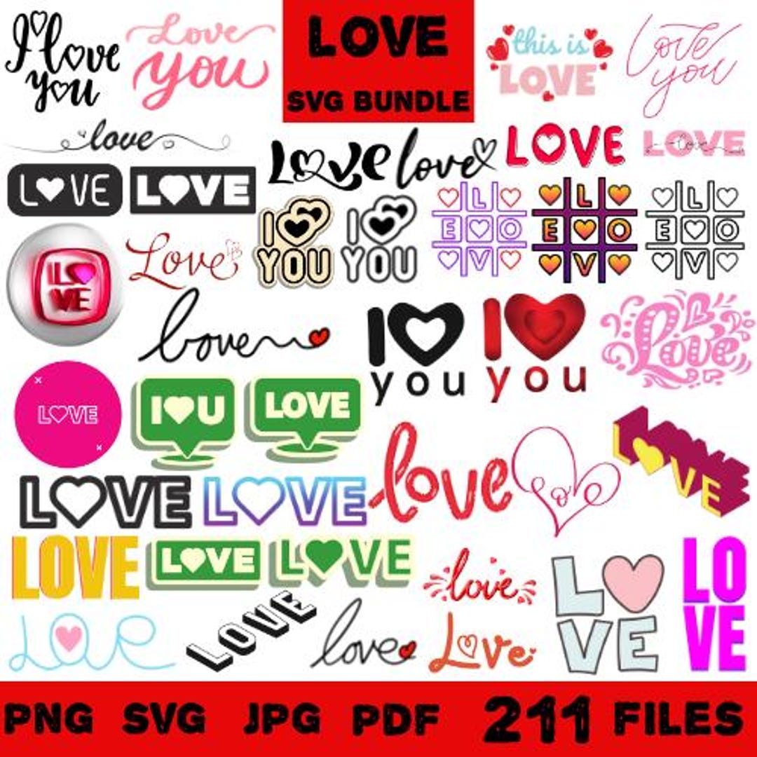 Love Svg Bundle, Love Word Svg, Love Clipart, Love Heart Svg, Heart Svg ...
