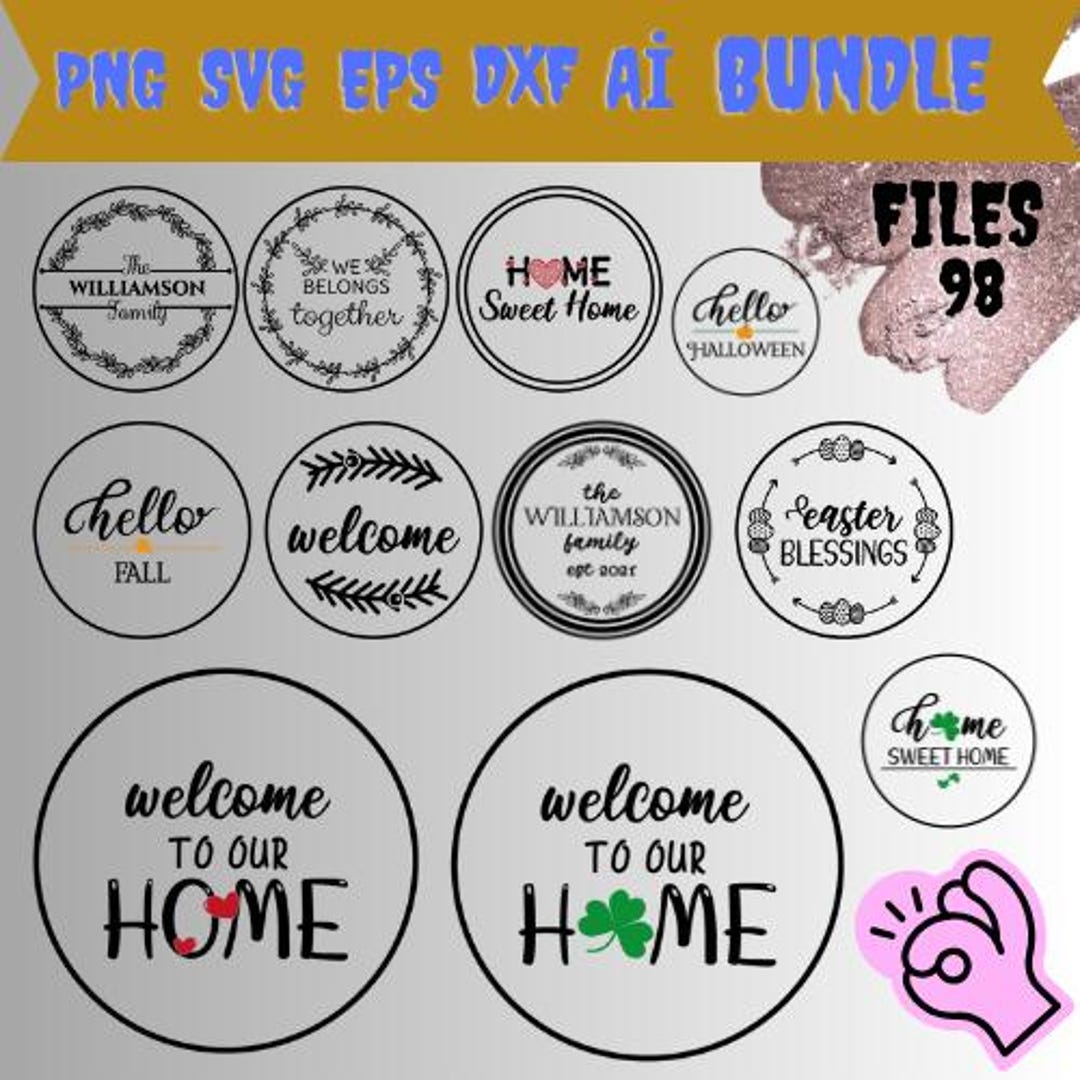 Round Sign Svg Bundle, Circle Sign Svg, Porch Sign Svg, Home Sweet Home ...