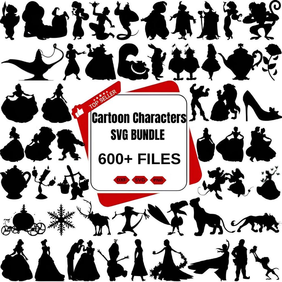 Cute Cartoon Characters SVG Pack Frozen, Moana, Ariel, Tangled, Lilo ...