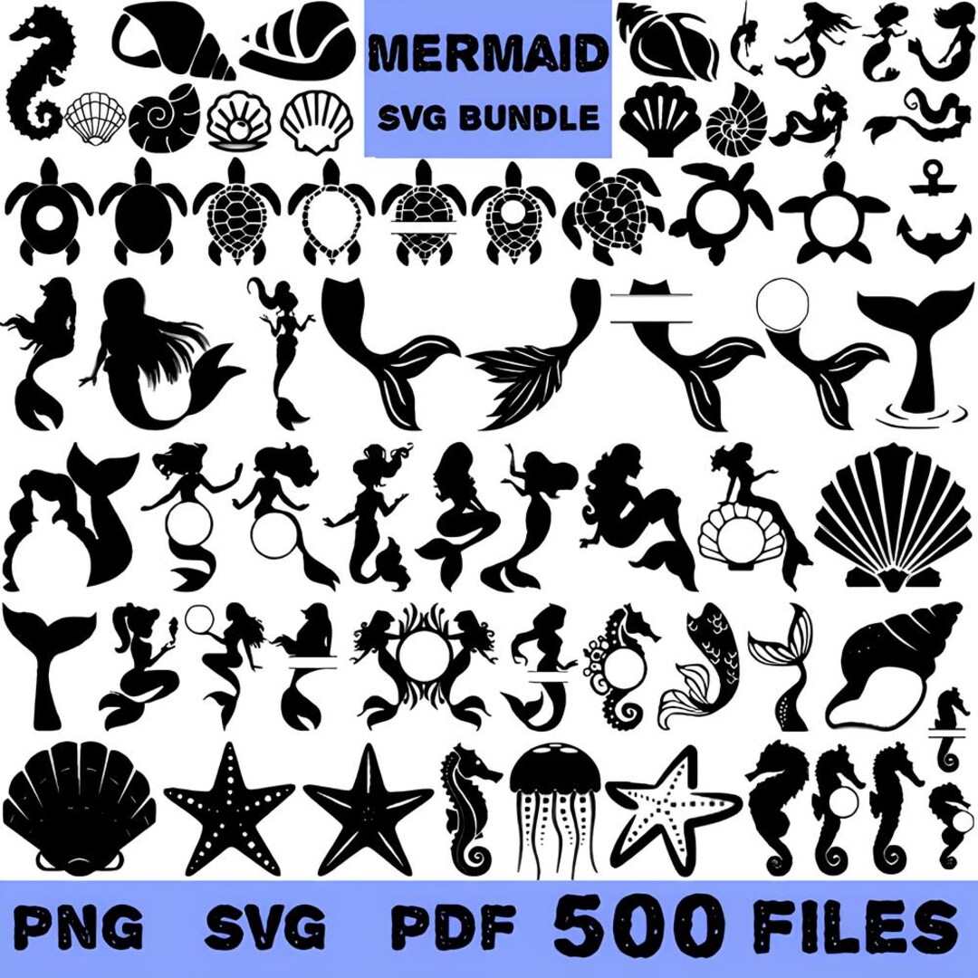 Mermaid SVG Bundle, Instant Digital Download, Cut Files and Clipart ...