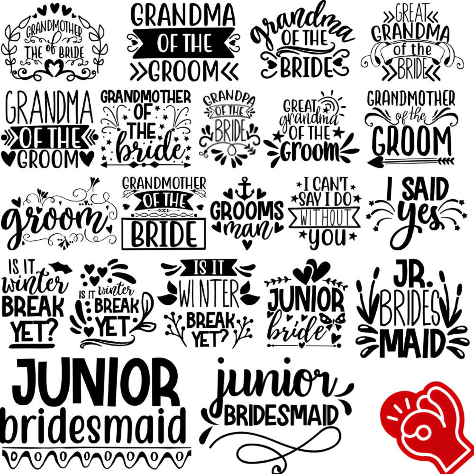 Bride and Groom SVG Bundle, Wedding Quotes for DIY Crafts & Gifts ...