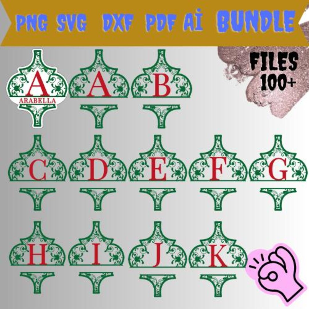 Arabesque Alphabet Svg Bundle, Split Alphabet SVG, Arabesque Tile ...