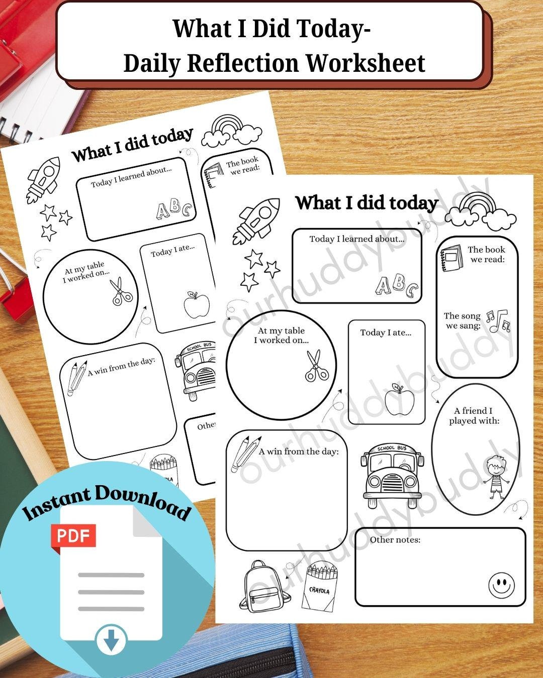 Daily Reflection Worksheet - Etsy