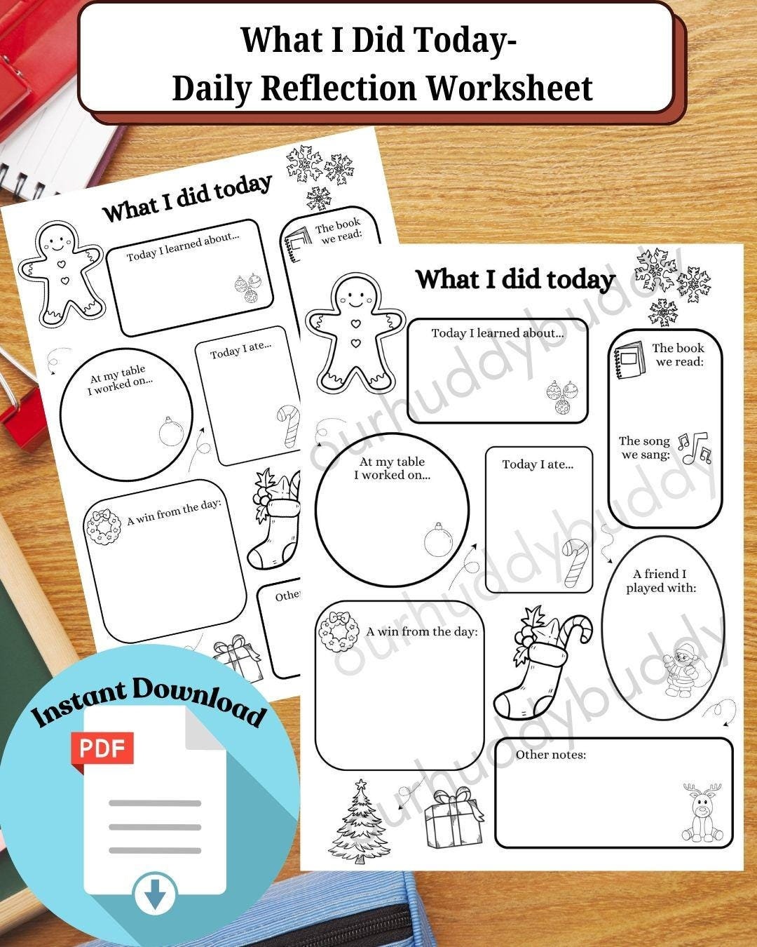 Daily Reflection Worksheet: Christmas - Etsy
