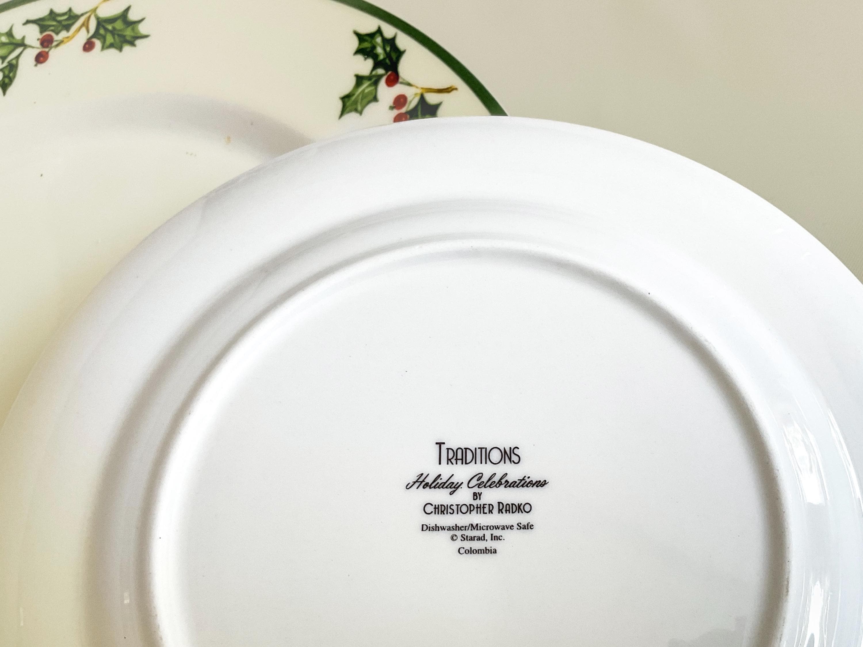 Vintage Radko Holiday China, Dinner and Salad Plate Set: Christmas Tree ...