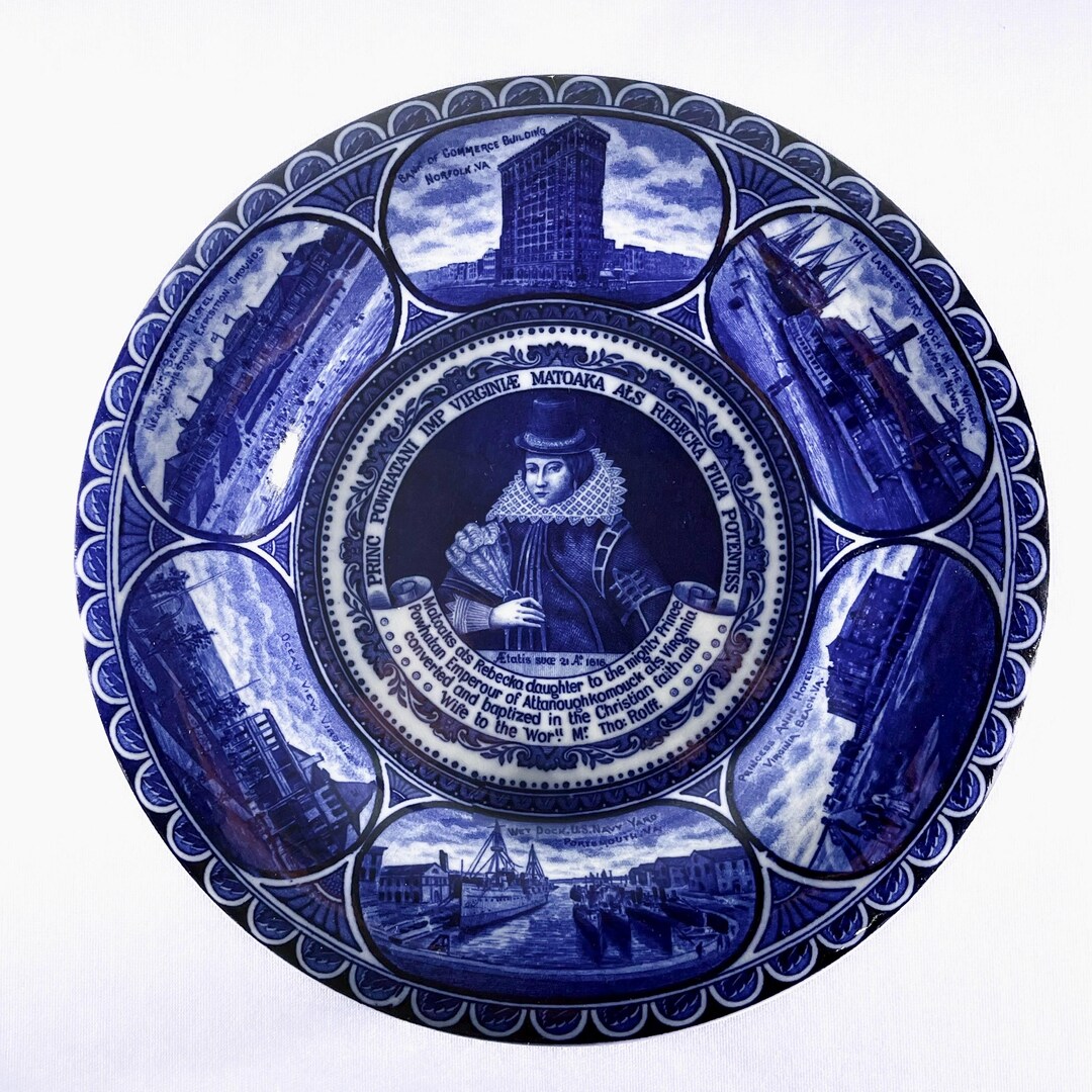 Rowland & Marsellus Flow Blue Transferware Souvenir Plate Featuring a ...
