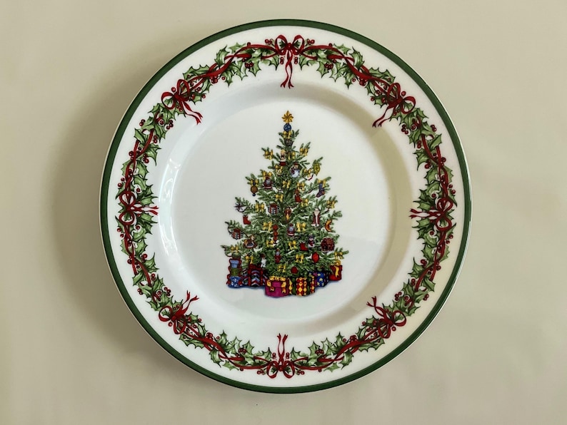 Vintage Radko Holiday China, Dinner and Salad Plate Set: Christmas Tree ...