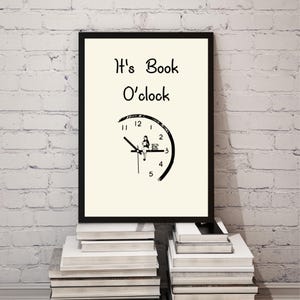 It's Book O'clock - Minimalist Digital Wall Art | Printable Book Lover ...