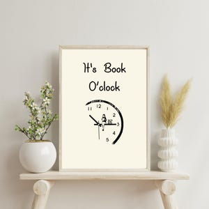 It's Book O'clock - Minimalist Digital Wall Art | Printable Book Lover ...