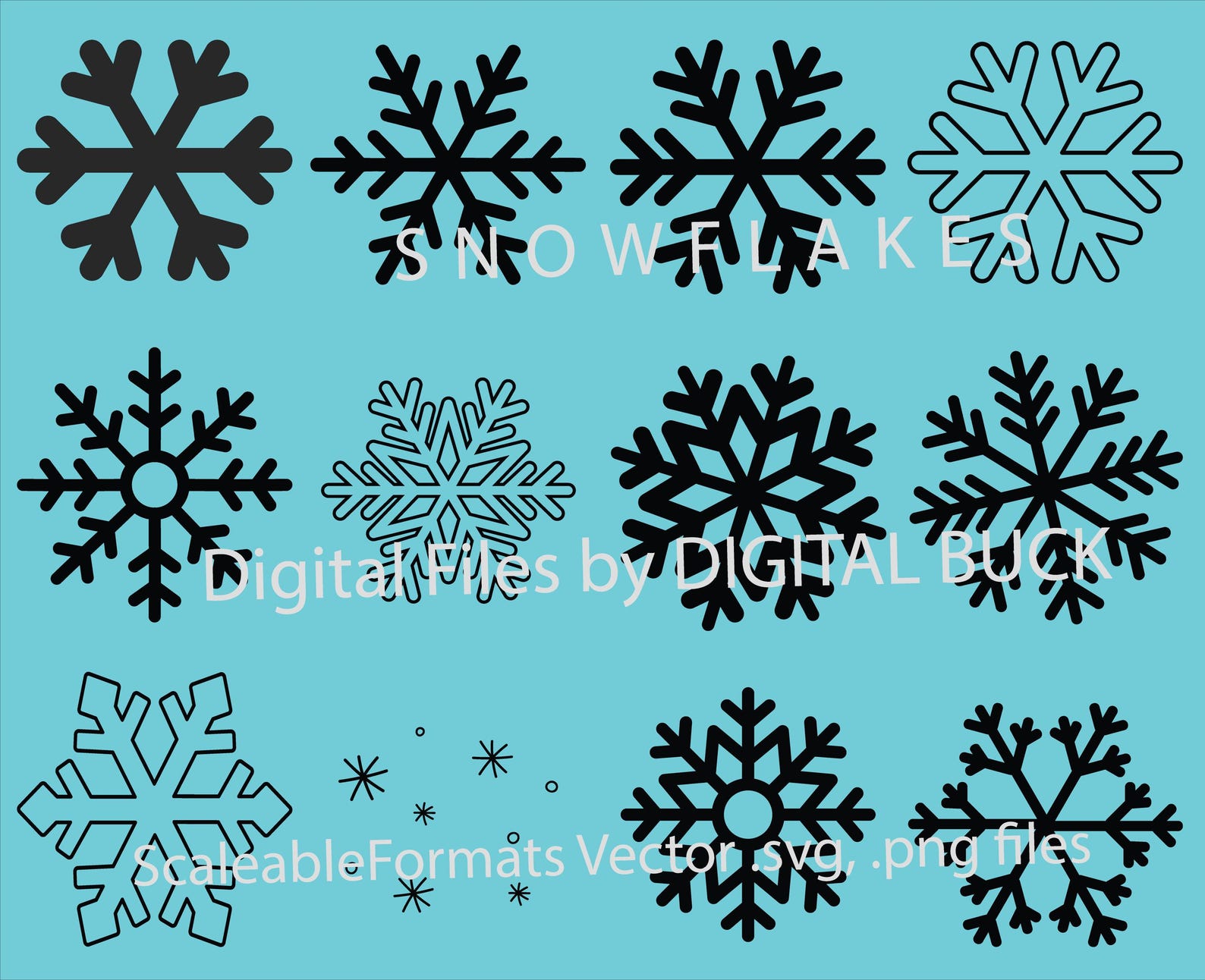 12 Snowflakes Vector File Downloadables - Etsy