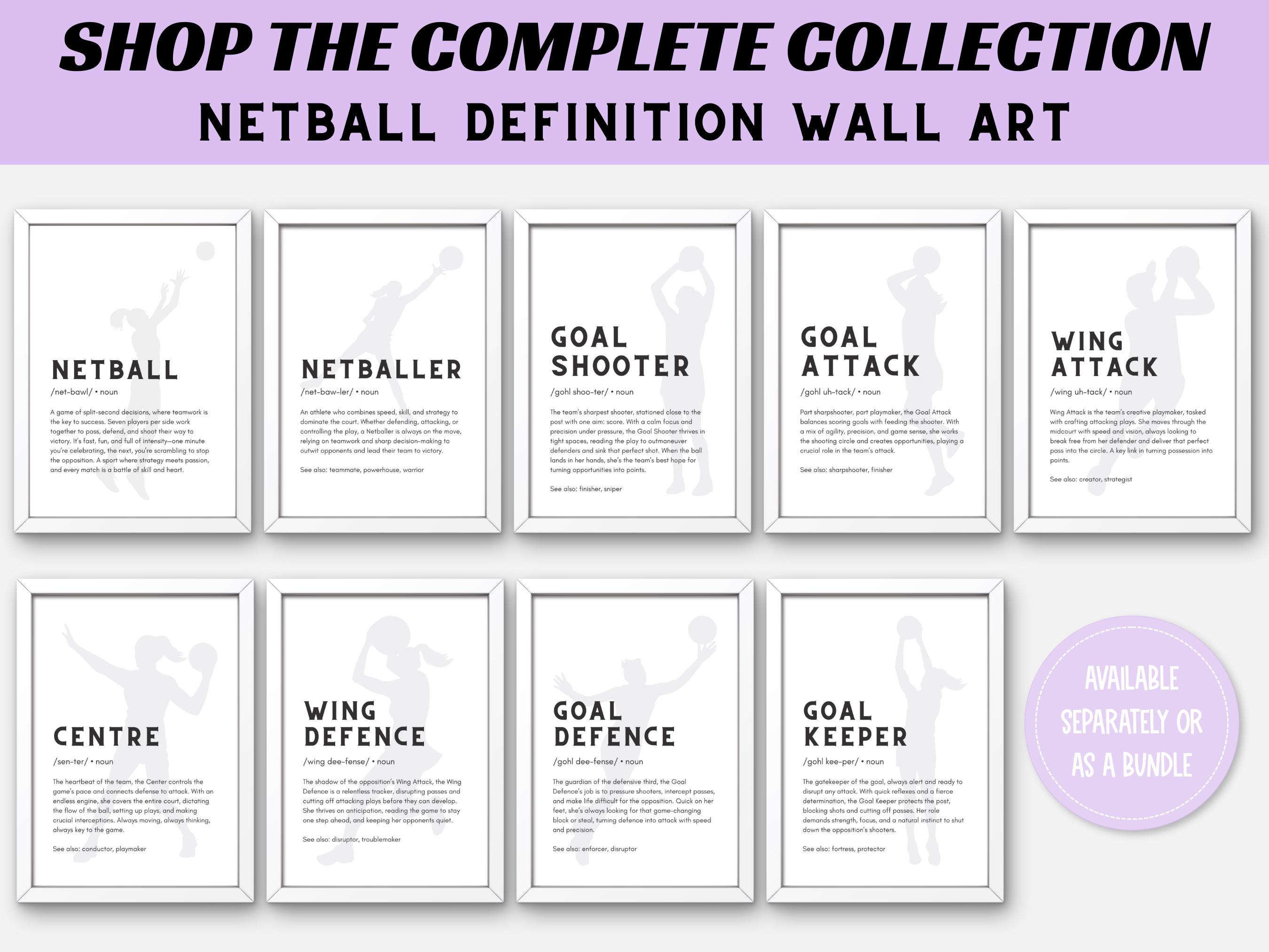 Netball Centre Definition Print, Digital Download, Netball Wall Art ...