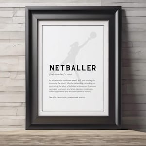 Netballer Definition Print, Digital Download, Netball Print, Netball ...