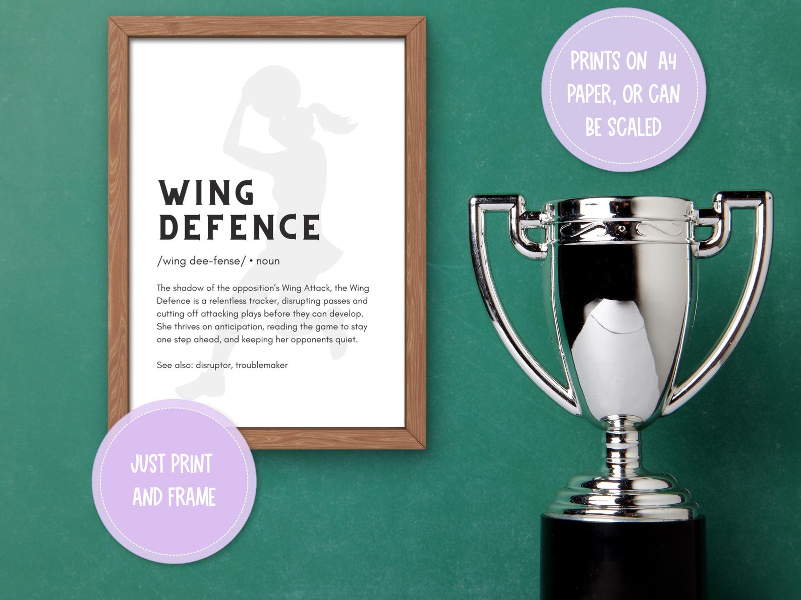Wing Defence Definition Print, Digital Download, Netball Wall Art ...