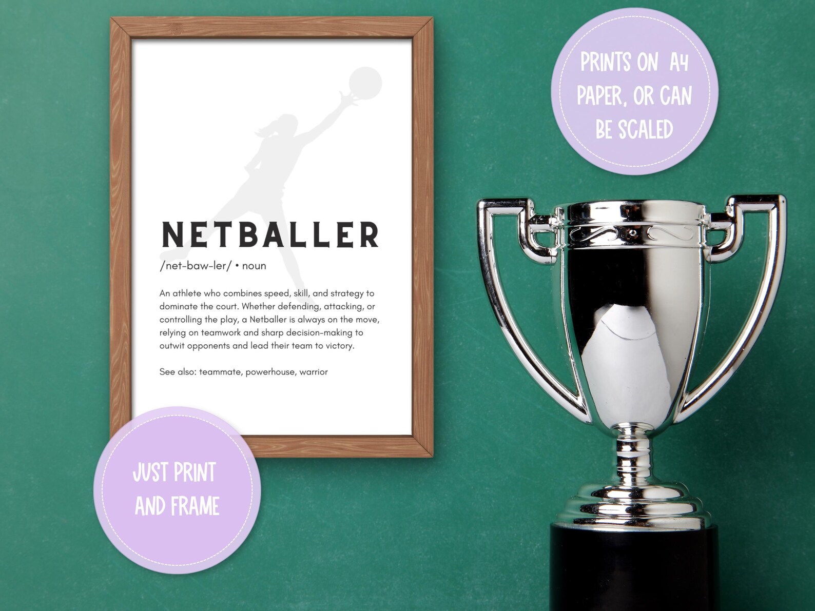 Netballer Definition Print, Digital Download, Netball Print, Netball ...