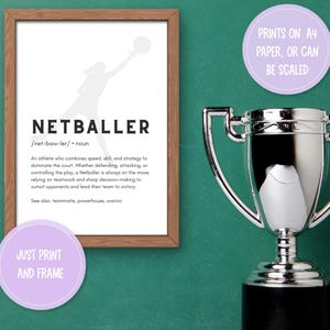 Netballer Definition Print, Digital Download, Netball Print, Netball ...