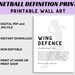 Wing Defence Definition Print, Digital Download, Netball Wall Art ...