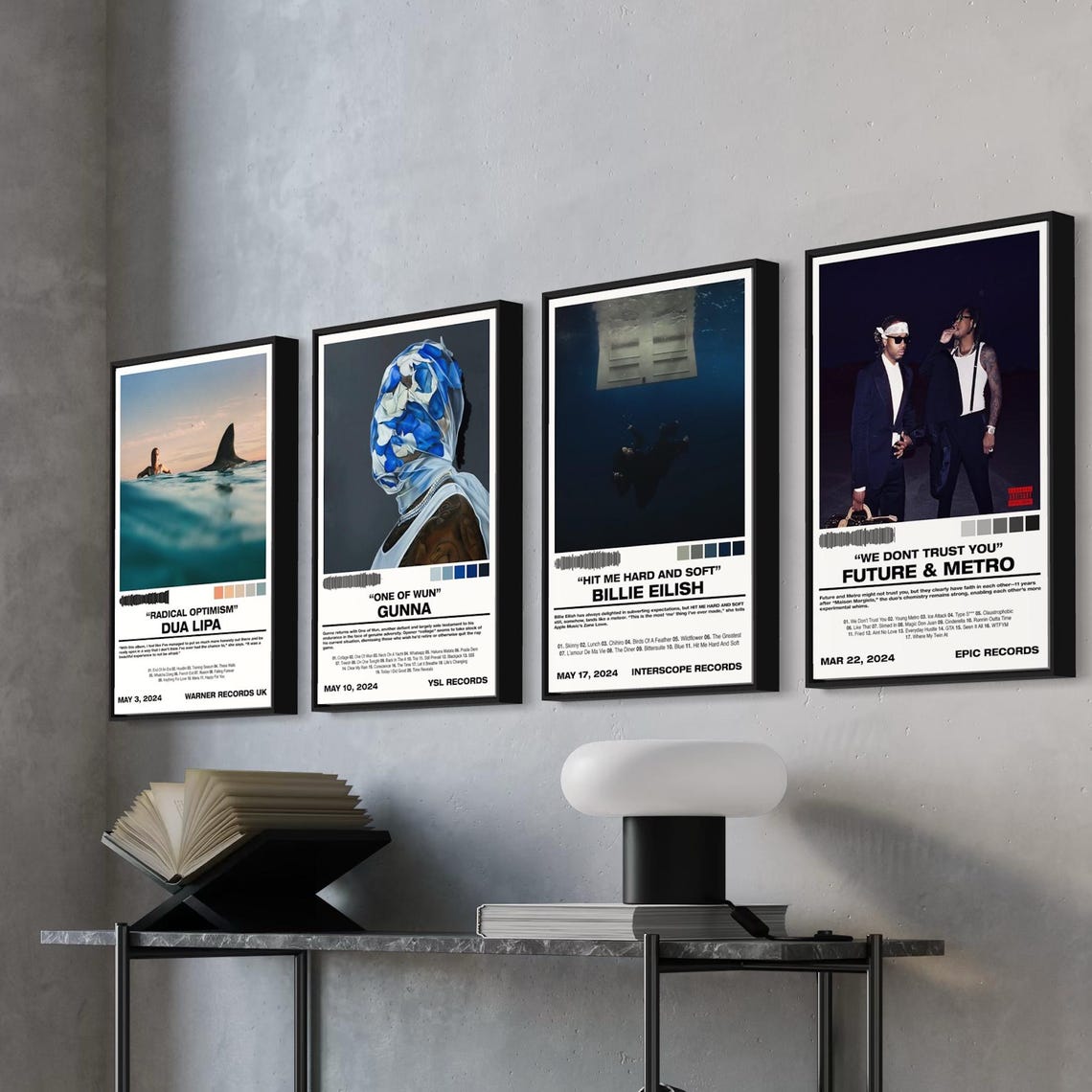 Custom Album Art Collection: Personalized Set of 4 Music Wall Decor - Etsy