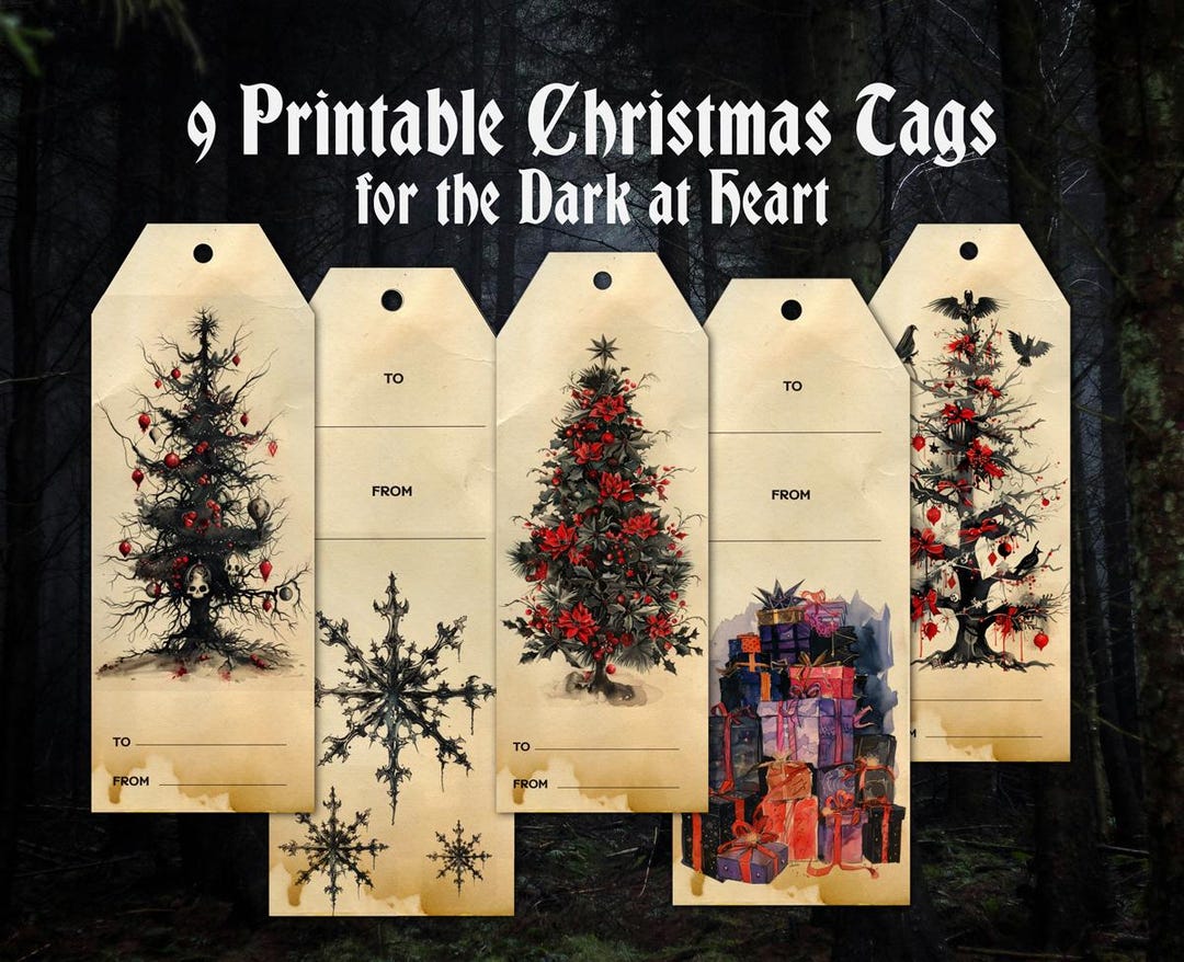 9 Goth Witchy Christmas Printable Gift Tag for That Pagan Holiday the ...
