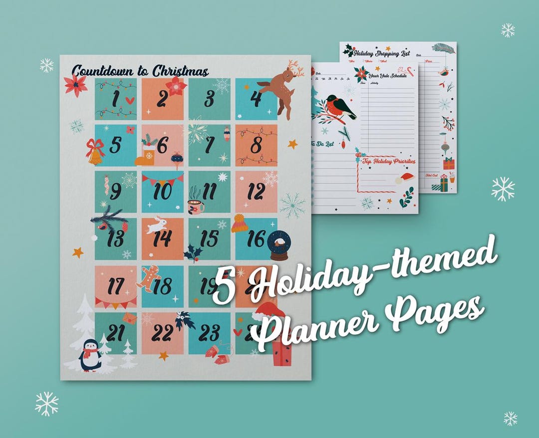 Printable Holiday Daily Planner Xmas Countdown Christmas Shopping List ...