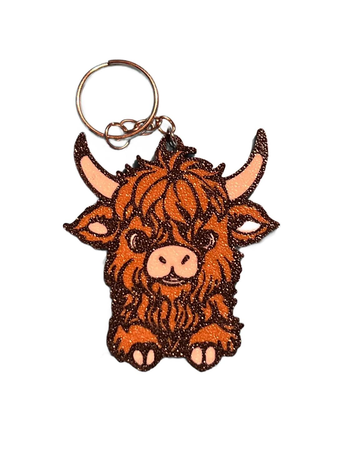 Highland Cow Keychain – Cute Farm Animal Keychain, Scottish Cow Gift ...