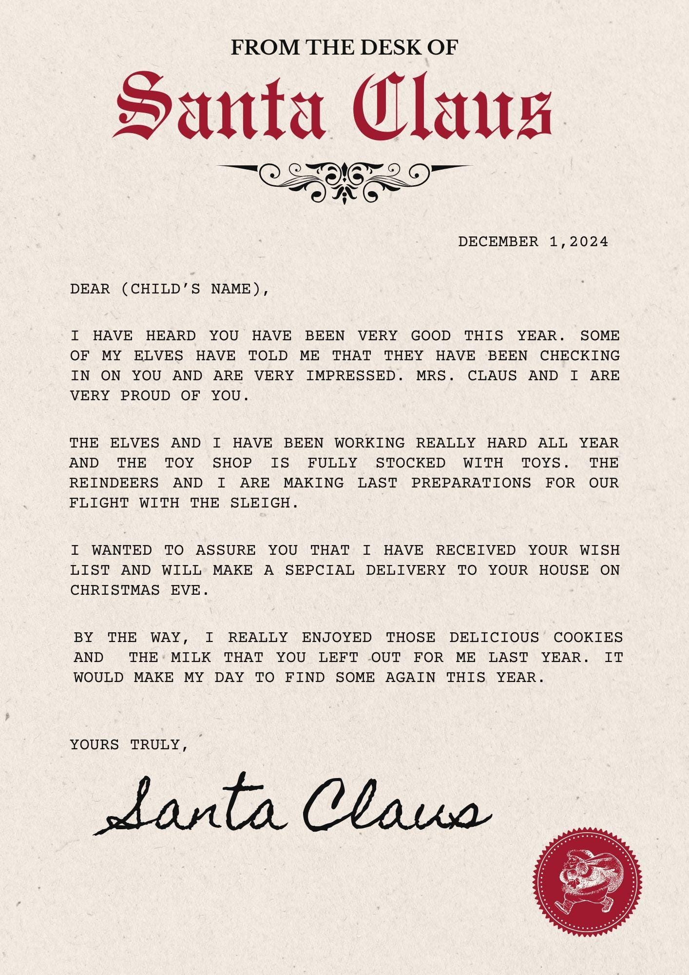 Personalized Letter From Santa Claus- Make Christmas Magic Last! - Etsy