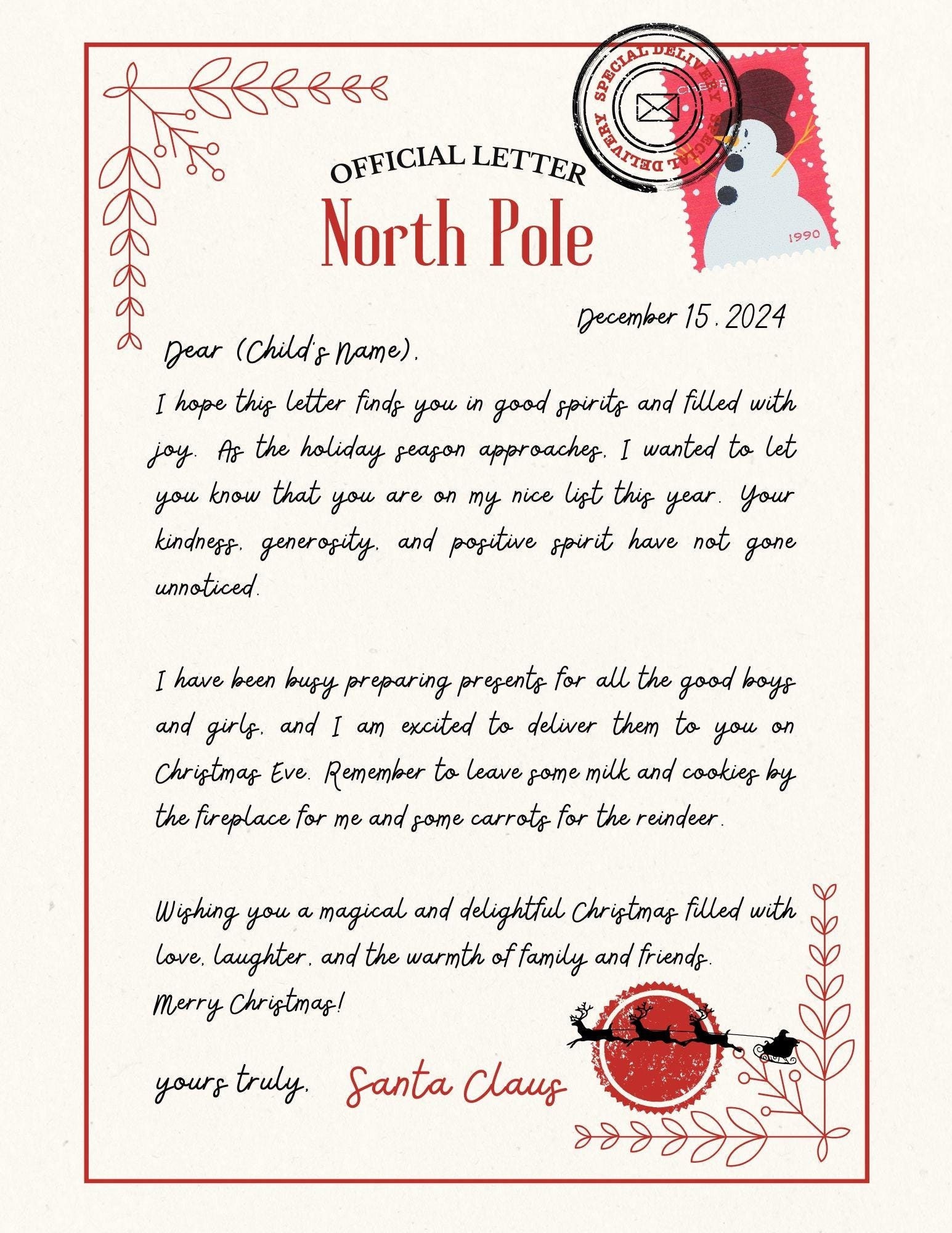 Personalized Letter From Santa Claus- Make Christmas Magic Last! - Etsy
