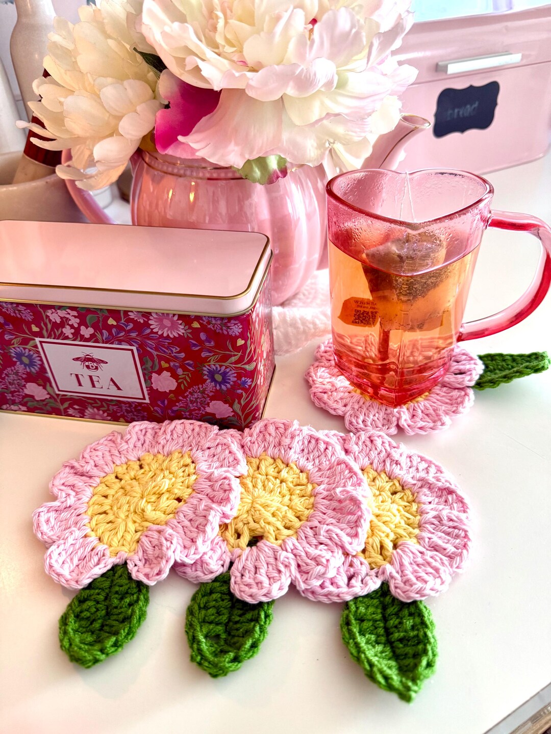 Amazing Crochet Flower Coster Set - Etsy