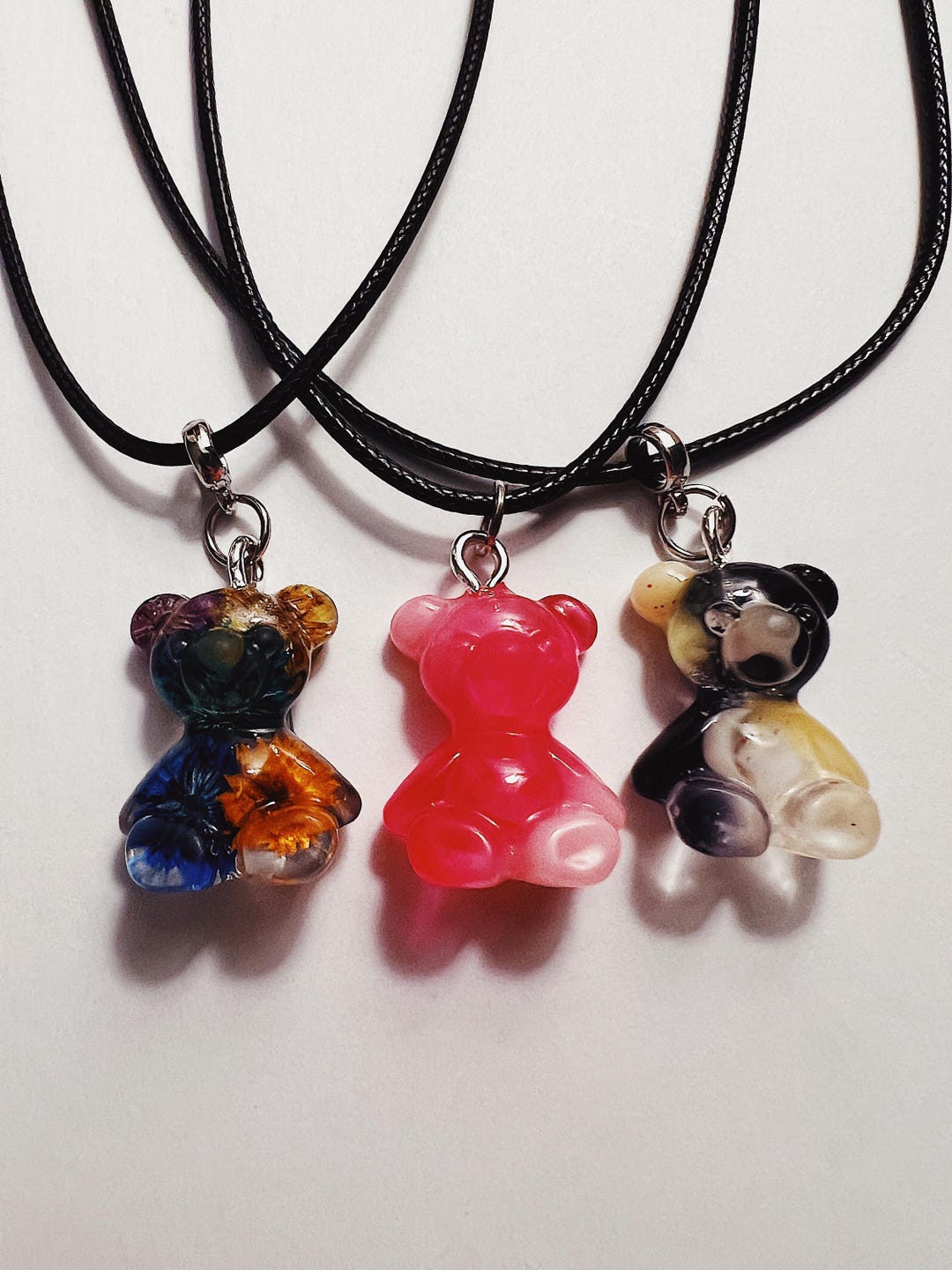 Handmade Resin Assorted Gummy Teddy Bear Charm Cord Necklaces - Etsy