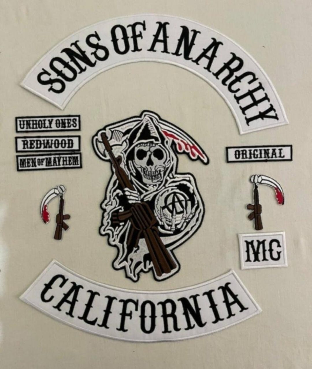 Son of Anarchy California Mc 35 Cm Embroidered Patches Set of 10 Pcs - Etsy
