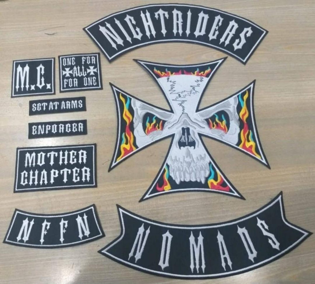 Nightriders Nomads MC Embroidery Patches Set of 9 Pcs Large Size Iron ...