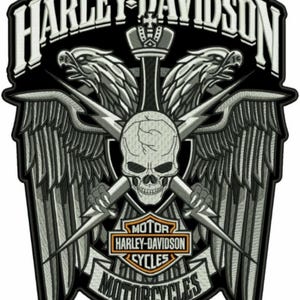 Harley Davidson WINGS SKULL Large Back Patch for Custom Biker Vest - Etsy
