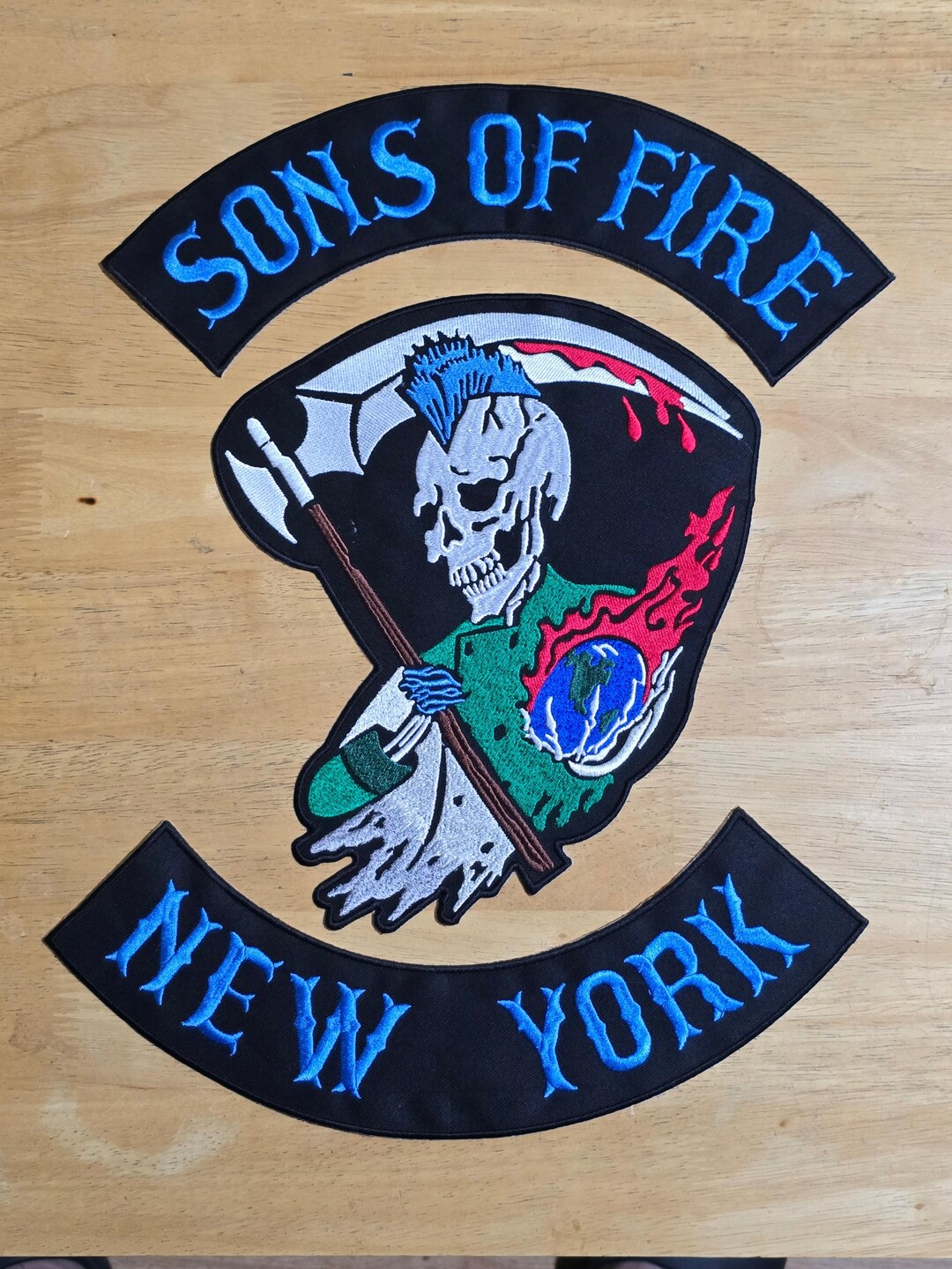 Son of Fire New York Embroidery Patch for Jacket or Vest Set of Three ...
