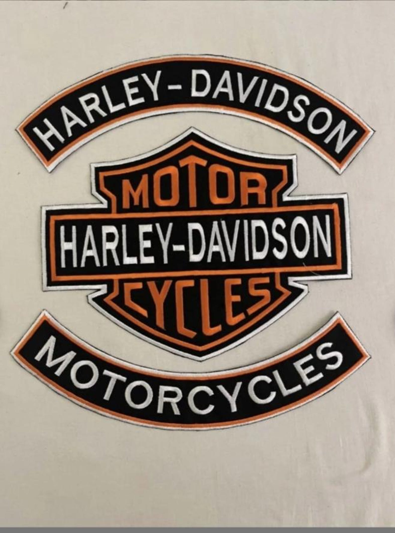 Harley Davidson Rockers Grey and Orange Biker Patch Vest/jacket New Set ...