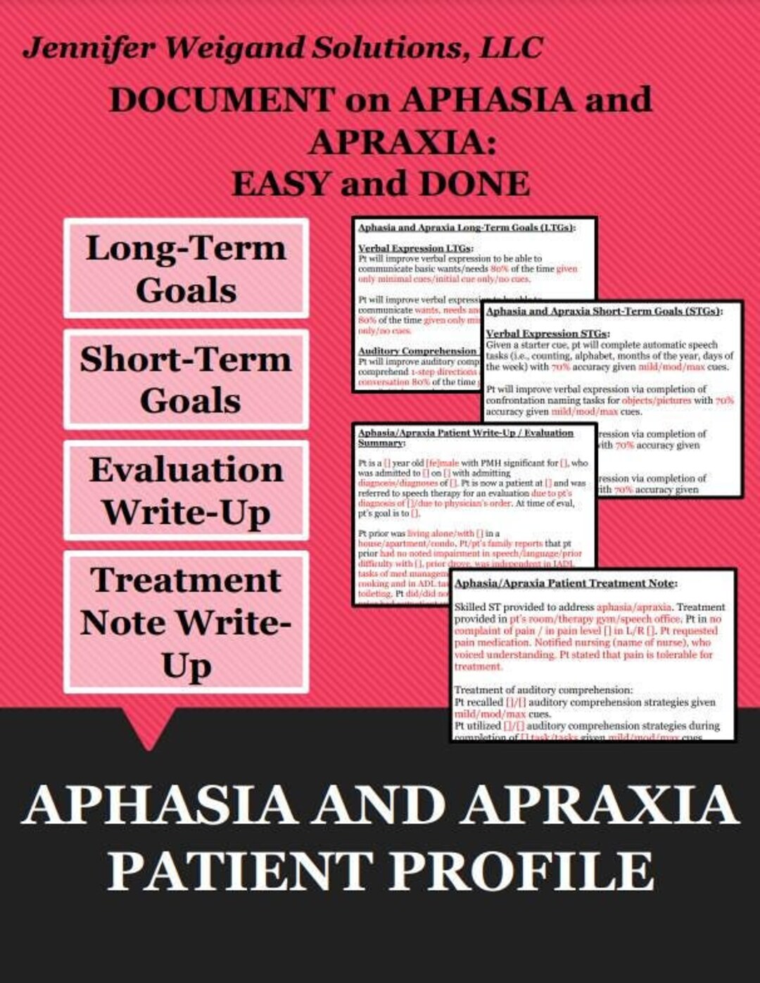 Aphasia Evaluation / Assessment Write-up, Short-term Goals, Long-term ...
