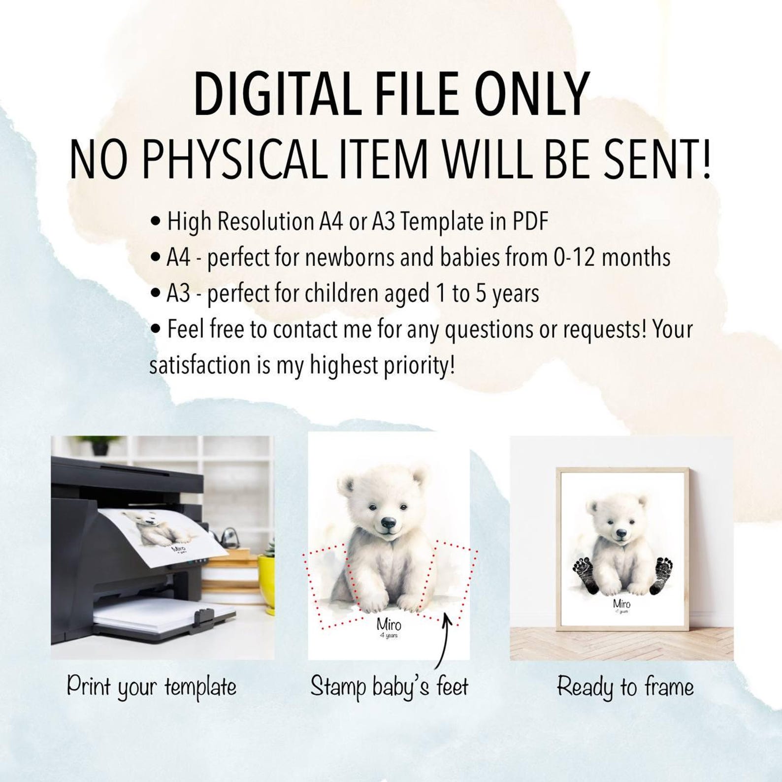 Personalised Baby Animal Footprint, Giraffe Newborn Keepsake, Nursery ...