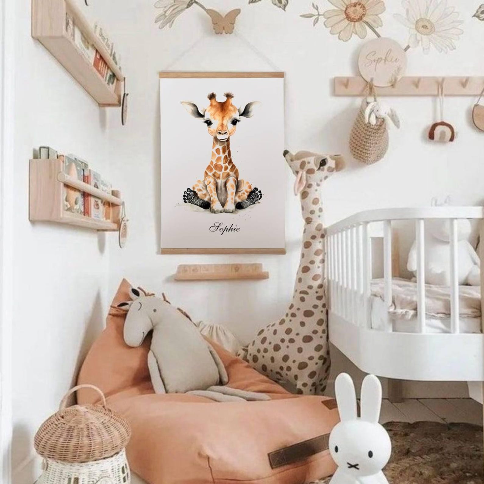 Personalised Baby Animal Footprint, Giraffe Newborn Keepsake, Nursery ...