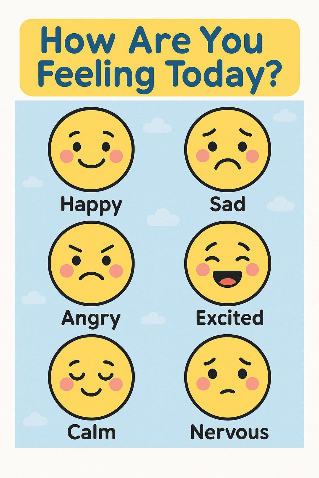 Kids Emotions Check-in Chart Printable | Feelings Poster for Toddlers ...