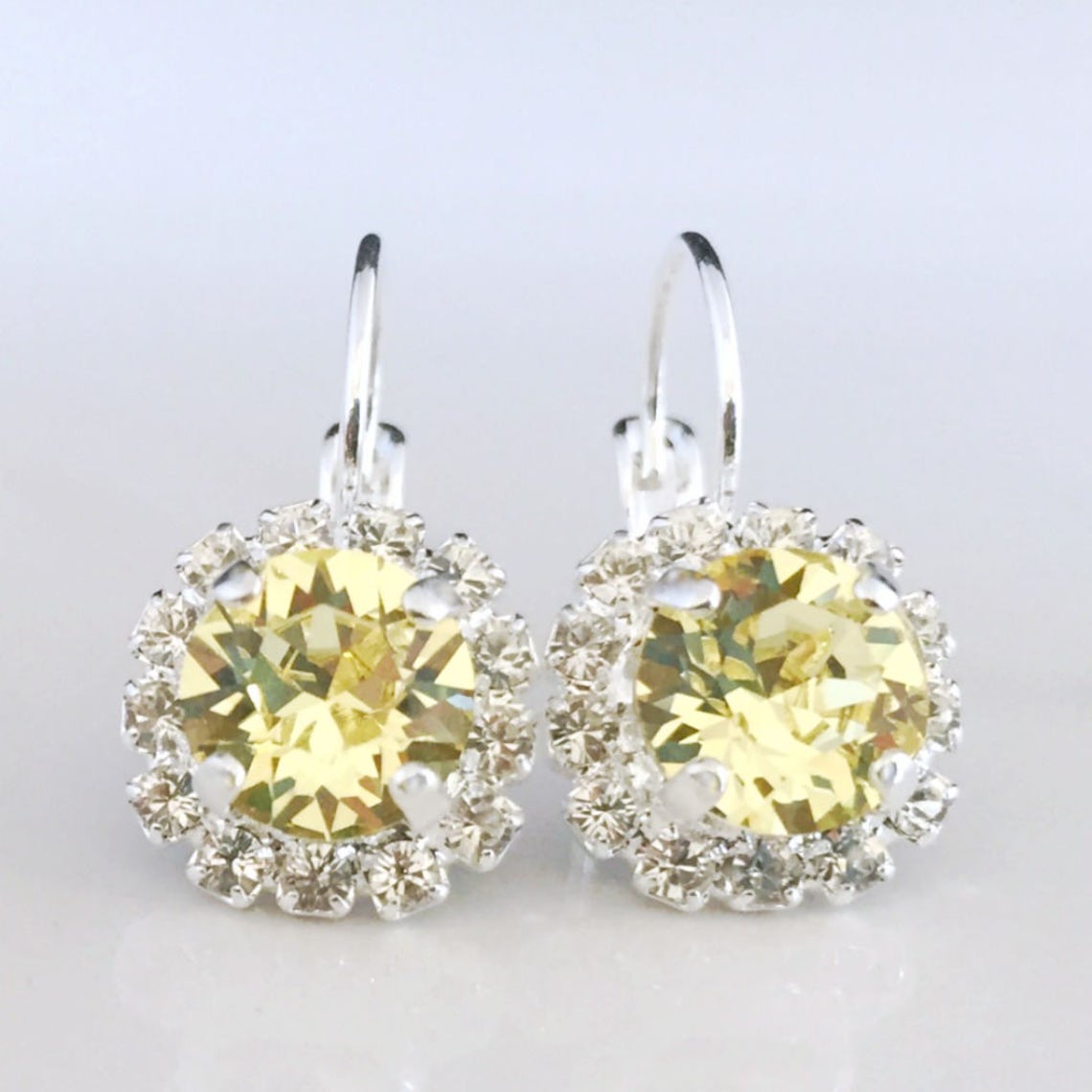 Lemon Yellow Swarovski Crystals Framed With Clear Halo - Etsy