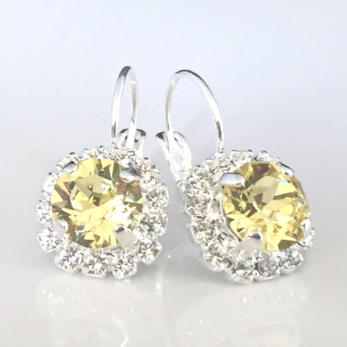 Lemon Yellow Swarovski Crystals Framed With Clear Halo - Etsy